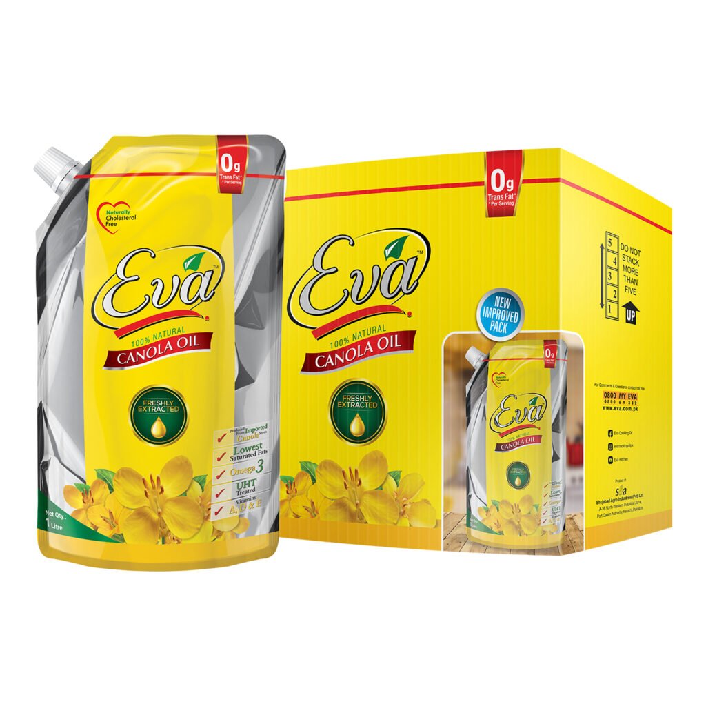 Eva Canola Oil 1 Litre x 5 Stand up Pouch Carton – Eva Mart