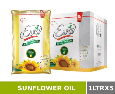 Eva Sunflower Oil 1 Litre x 5 Pillow Pouch Carton – Eva
