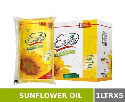 Eva Sunflower Oil 1 Litre x 5 Pillow Pouch Carton – Eva