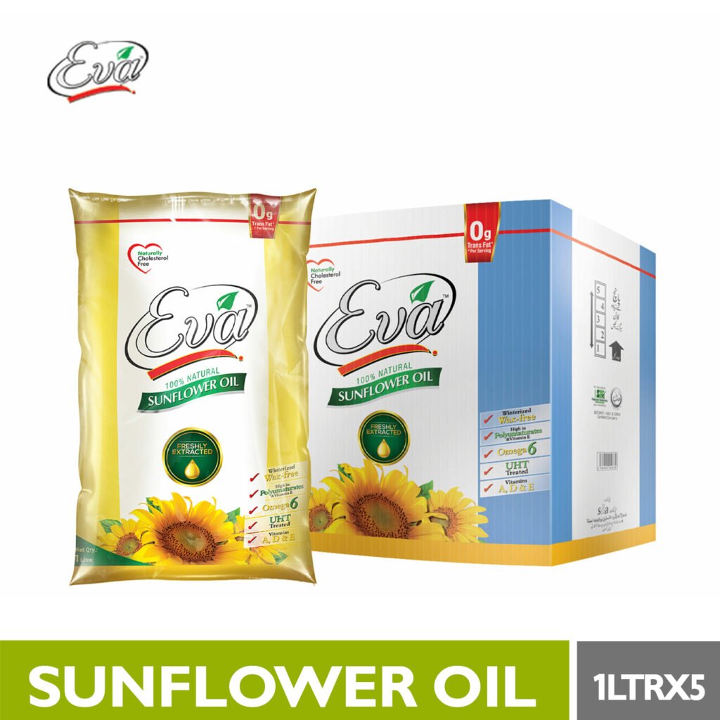 Eva Sunflower Oil 1 Litre x 5 Pillow Pouch Carton – Eva Mart