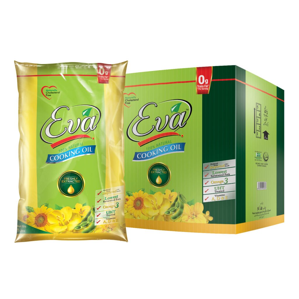 Eva Cooking Oil 1 Litre x 5 Pillow Pouch Carton – Eva Mart